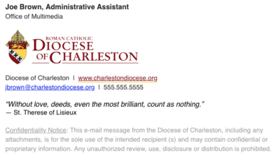 Email signatures - South Carolina Catholic
