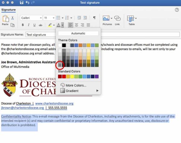 Email signatures - South Carolina Catholic