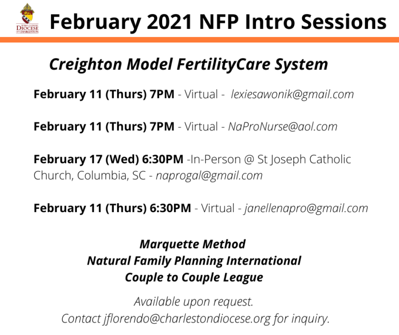 NFP Introductory Sessions - South Carolina Catholic