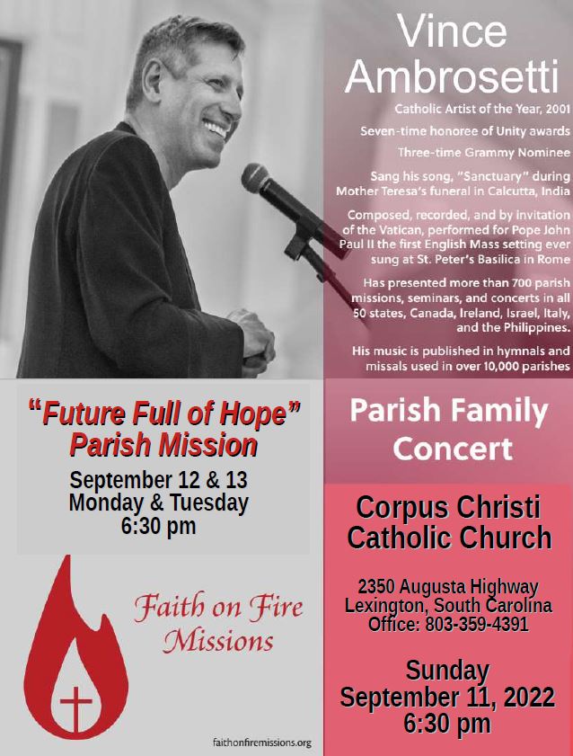 "Future Full of Hope" Parish Mission and Vince Ambrosetti Concert ...