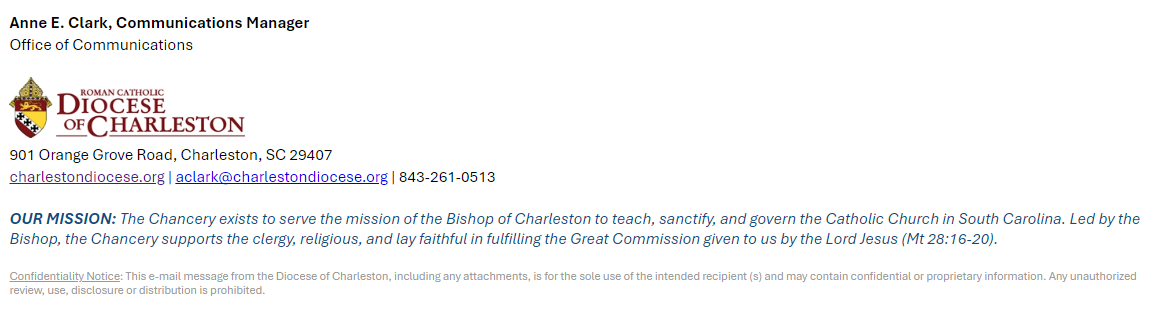 Email signatures - South Carolina Catholic