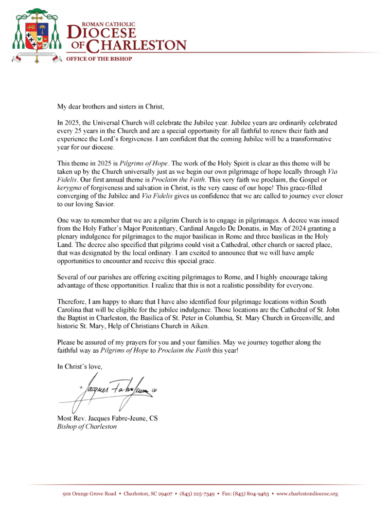 Jubilee Year - Pilgrims of Hope - 2025 - South Carolina Catholic